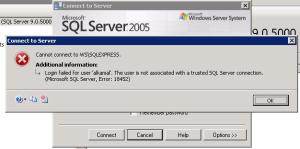 Error – Login failed the user is not associated with the trusted SQL server coonection. | Hope ...